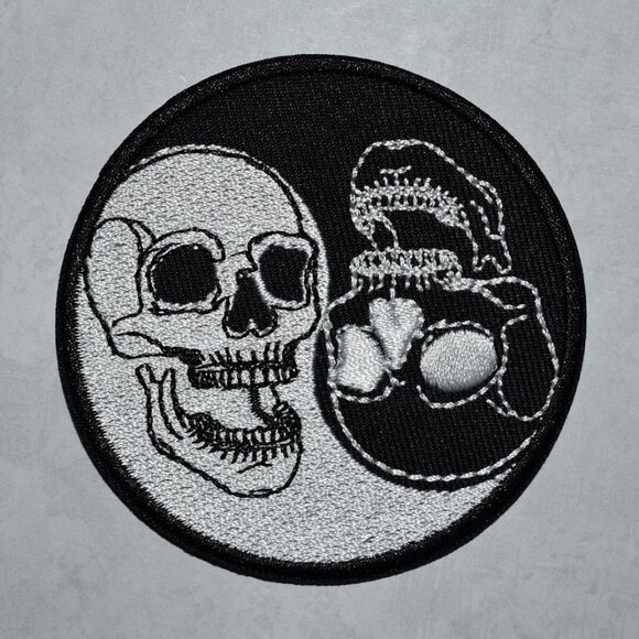 Accessories | Black And White Ying Yang Skulls Iron On Patch | Poshmark